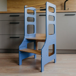 Adjustable height kitchen tower – Duck Woodworks
